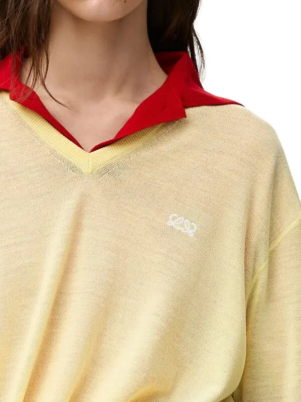 Loewe Draped Merino Wool V-neck Sweater - Multicolor