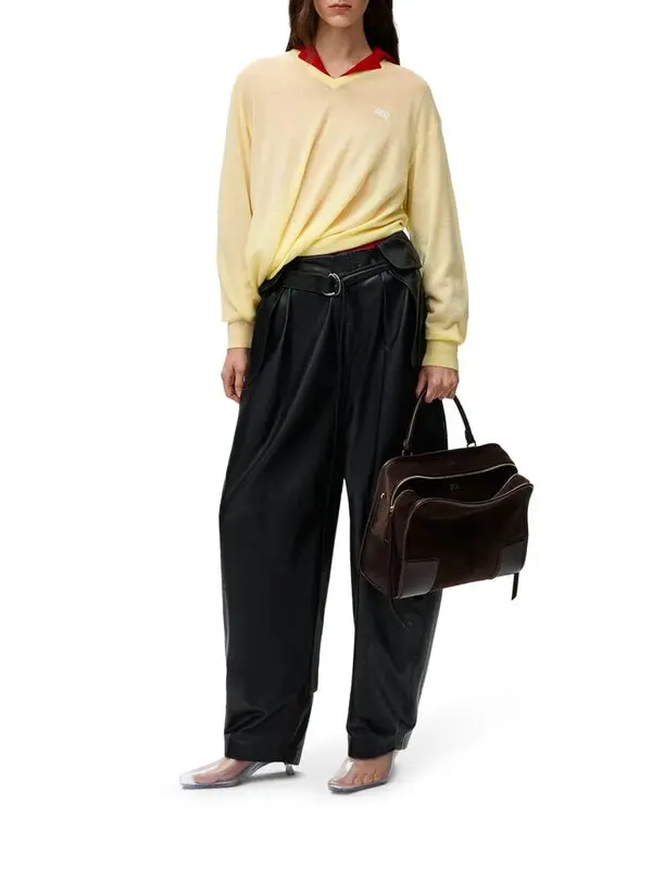 Loewe Draped Merino Wool V-neck Sweater