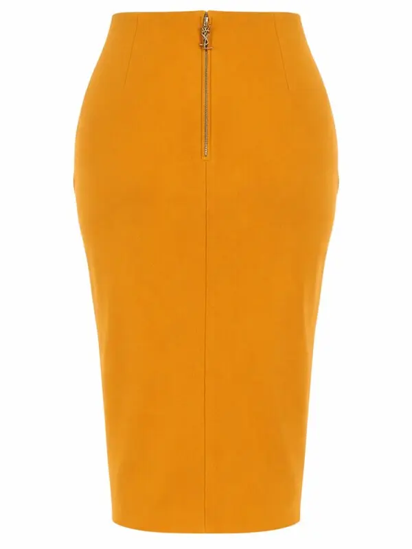 Saint Laurent Midi Pencil Skirt - Yellow