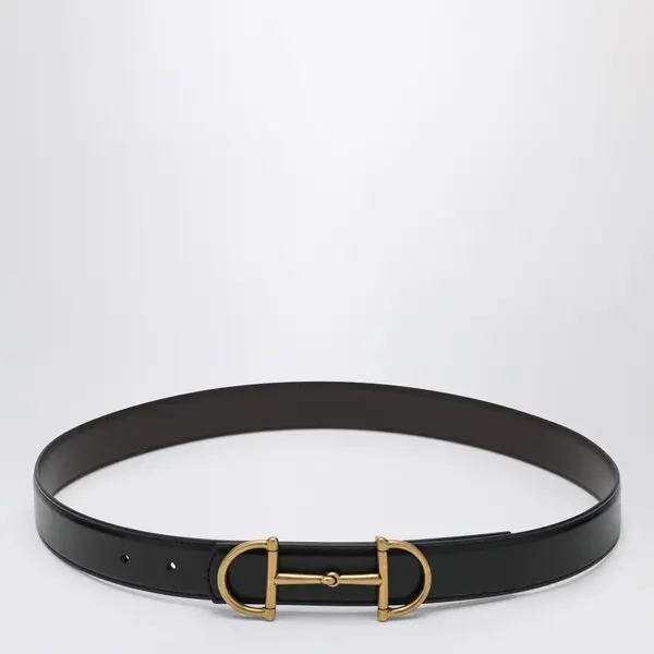 Gucci Reversible Leather Belt With Horsebit Buckle - Black