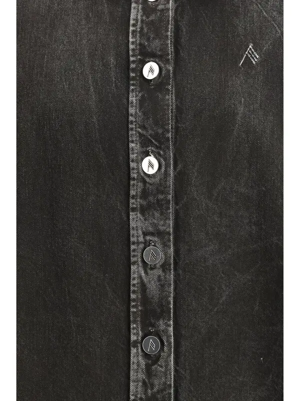 Attico Denim Shirt With Embroidered Detail - Black