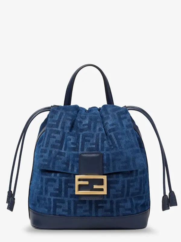 Fendi Denim Flocked Ff Detail Backpack