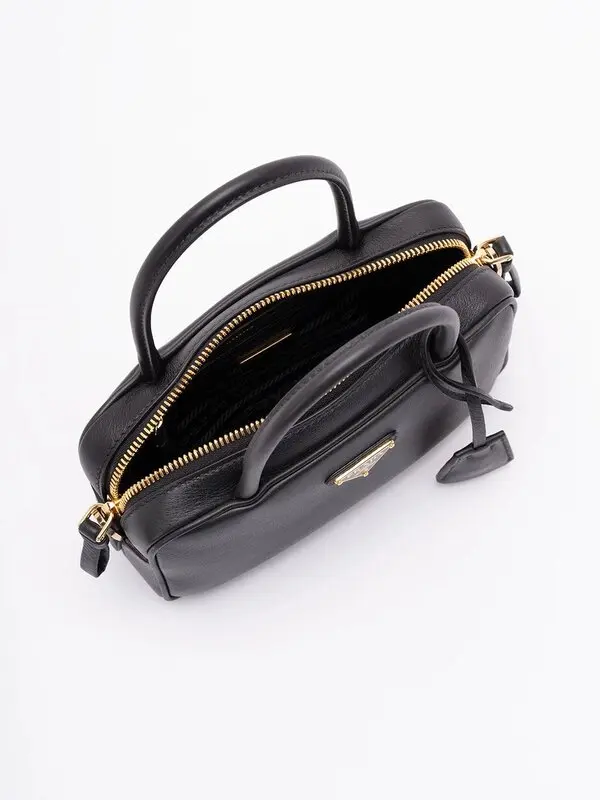 Prada Calf Leather Satchel Bag With Gold Tone Hardware - Multicolor