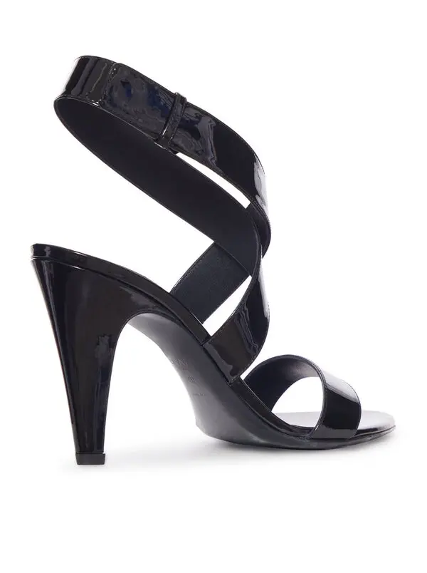Alaïa Cone Heel Sandals In Patent Calfskin - Black
