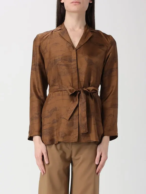 Max Mara Printed Belted Shirt - Brown
