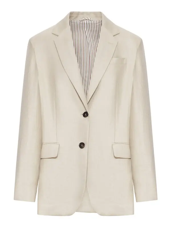 Brunello Cucinelli Single-breasted Tailored Linen Jacket - Multicolor