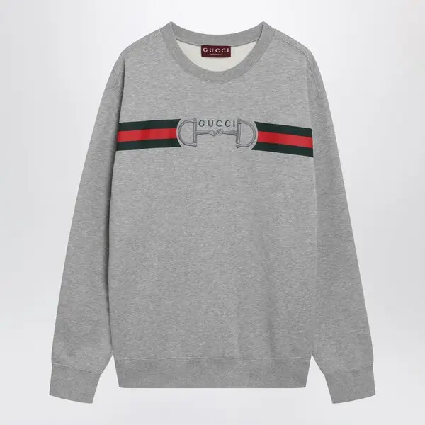 Gucci Grey Cotton Jersey Sweatshirt With Logo Print - Gray