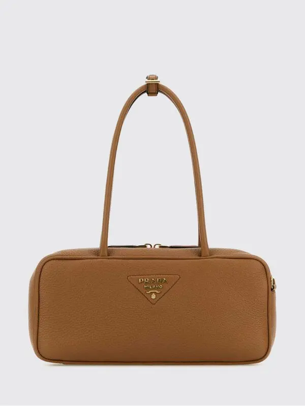 Prada Textured Deer Leather Tote Bag - Brown