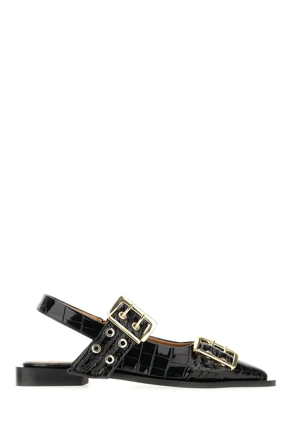 GANNI Buckled Slingback Flats - Multicolor