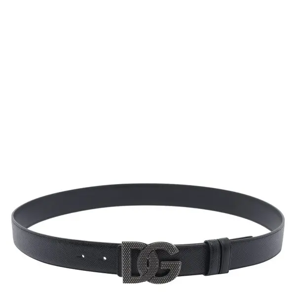Dolce & Gabbana Reversible Dg Logo Belt - Black