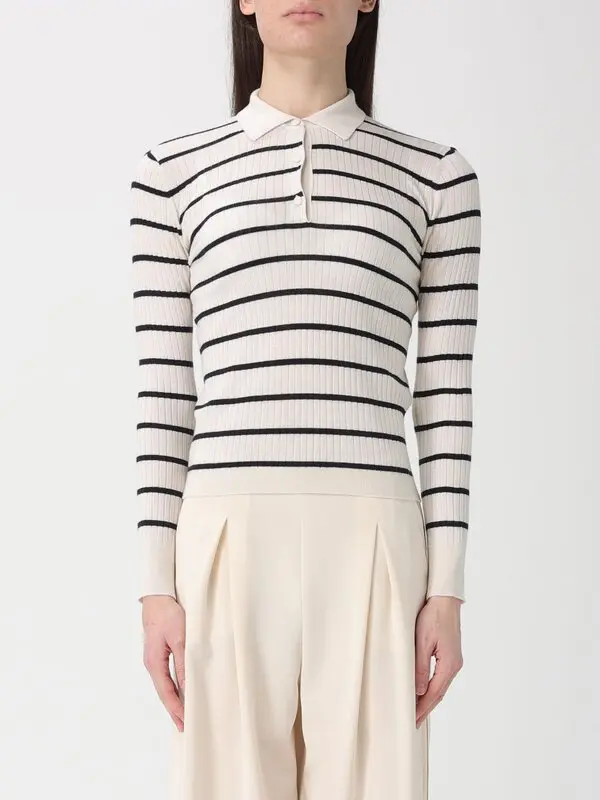 Max Mara Striped Cashmere Blend Polo Shirt - Blue