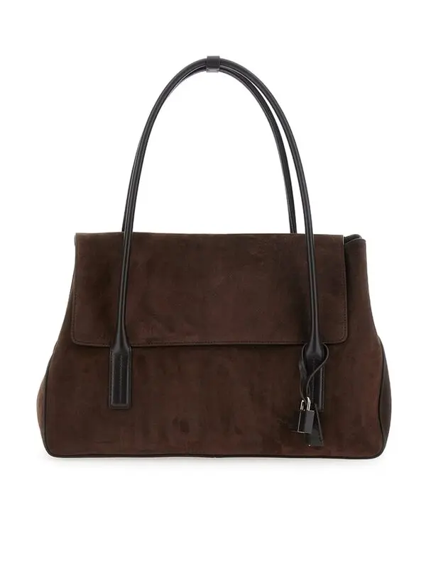 TOM FORD Large Eclipse Suede Bag - Brown