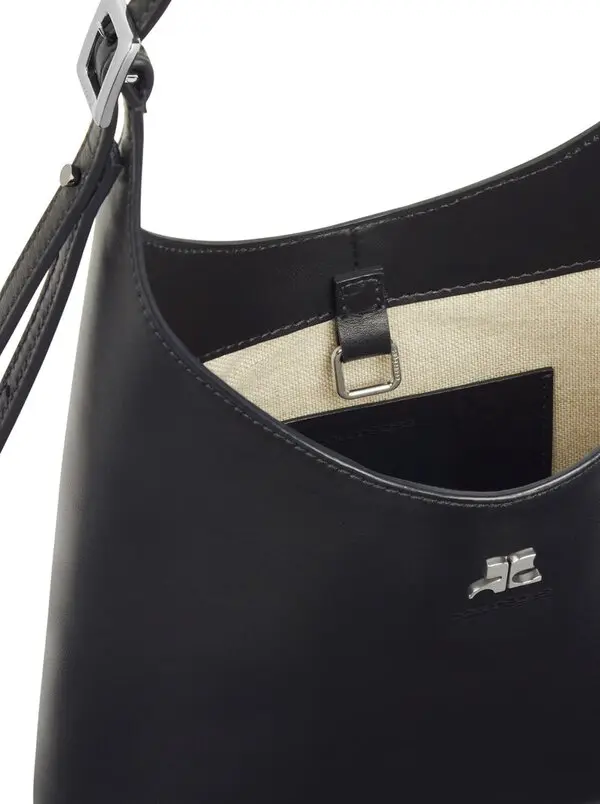 COURREGES Small Leather Tote Bag - Black