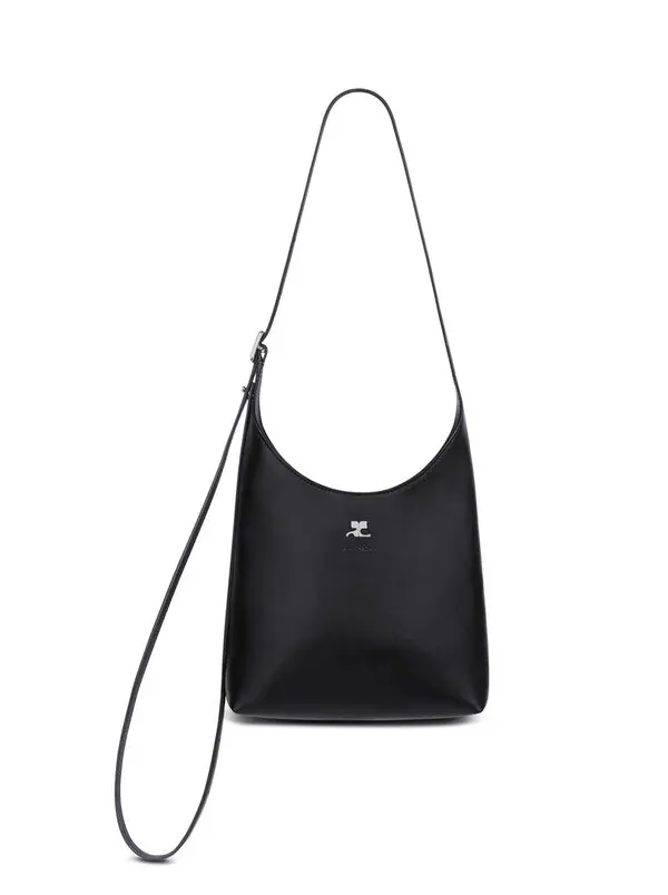 COURREGES Small Leather Tote Bag - Black