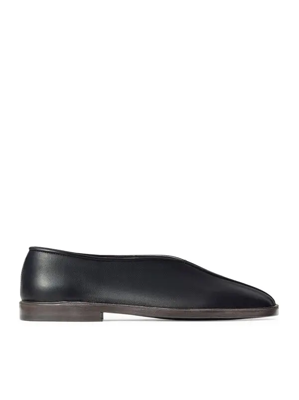 LEMAIRE Flat Leather Slippers With Shiny Lambskin Trim - Multicolor