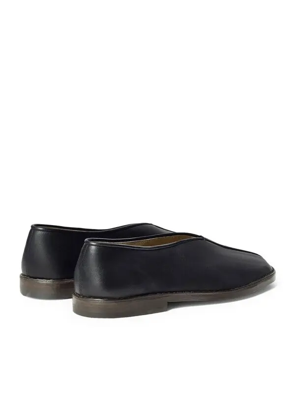 LEMAIRE Flat Leather Slippers With Shiny Lambskin Trim - Multicolor
