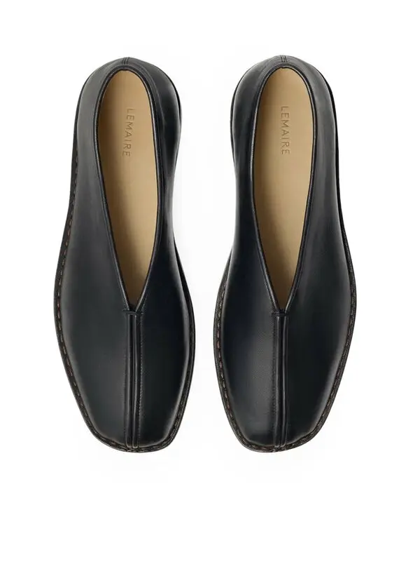 LEMAIRE Flat Leather Slippers With Shiny Lambskin Trim - Multicolor