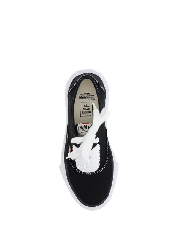Mihara Yasuhiro Cotton Sneakers With Lace-up Closure And Contrast Stitching - Black