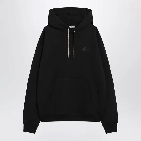 Burberry Cotton Sweatshirt With Check Pattern Inserts - Black