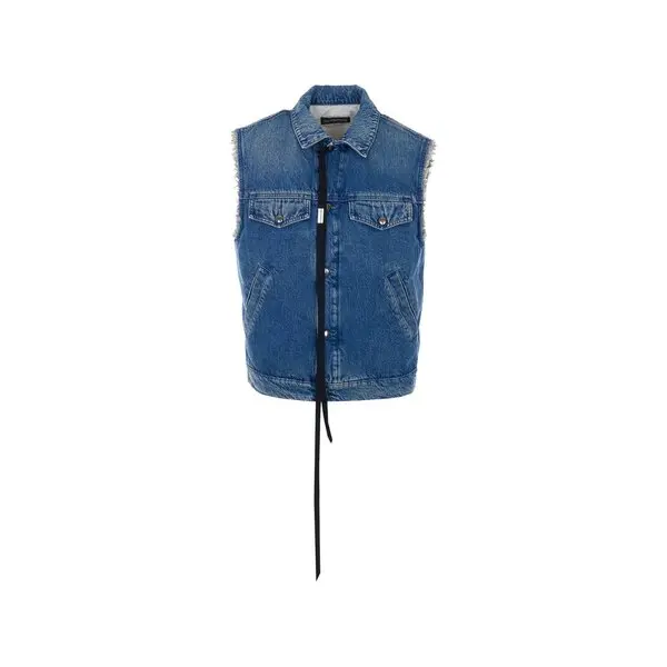 ANN DEMEULEMEESTER Sleeveless Denim Jacket - Blue