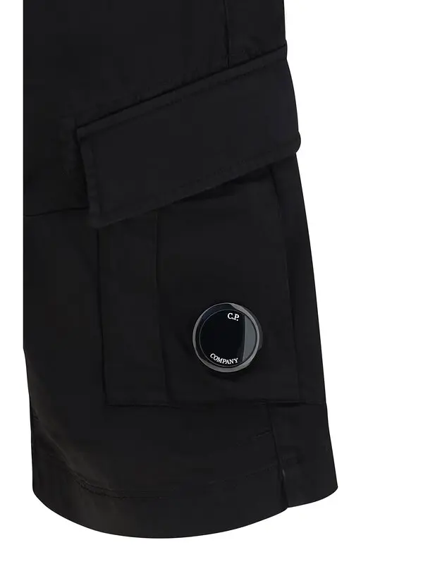 C.P. COMPANY Sateen Stretch Cargo Bermuda Shorts - Black