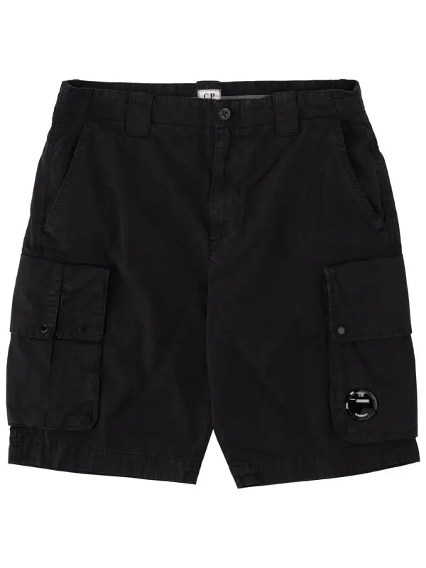 C.P. COMPANY Cargo Shorts With Logo Patch - Black