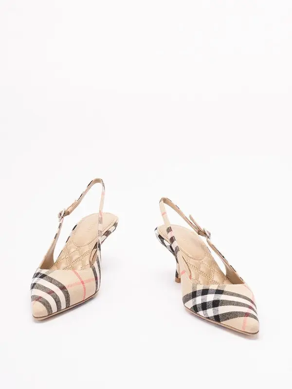 Burberry Checked Slingback Heels - Multicolor