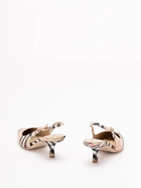 Burberry Checked Slingback Heels - Multicolor