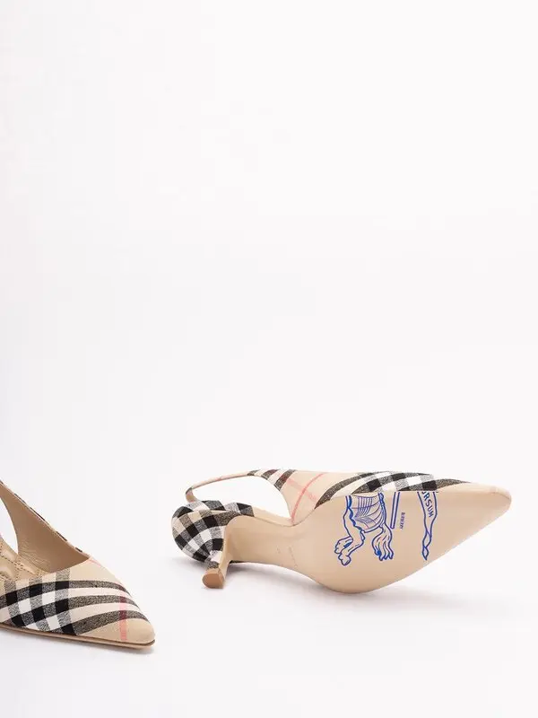 Burberry Checked Slingback Heels - Multicolor