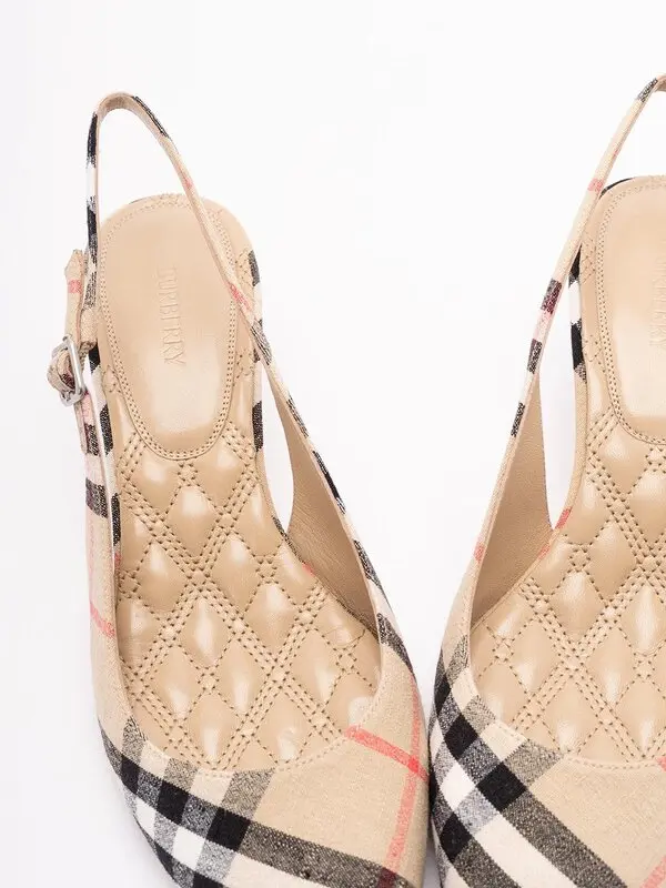 Burberry Checked Slingback Heels - Multicolor