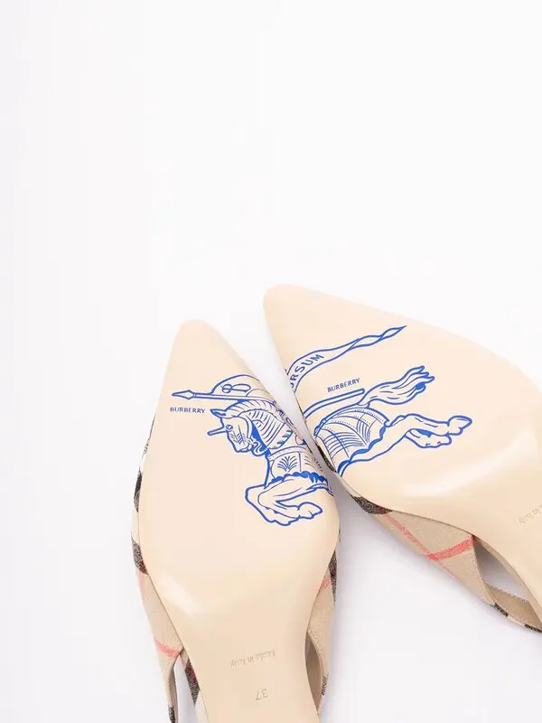 Burberry Checked Slingback Heels - Multicolor