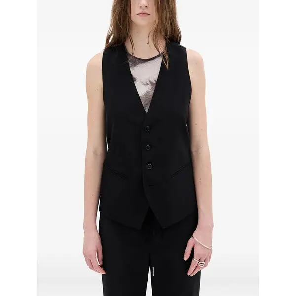 ANN DEMEULEMEESTER Sleeveless V-neck Waistcoat - Black
