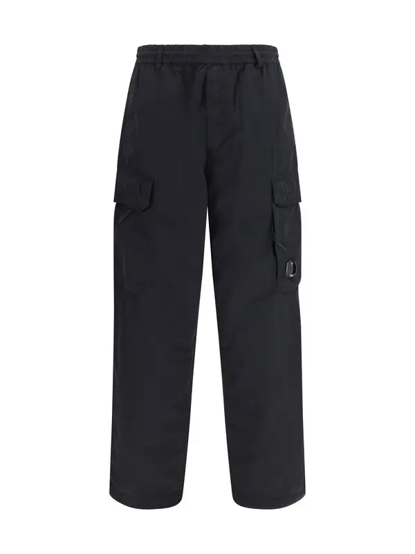 C.P. COMPANY Flatt Nylon Loose Cargo Lens Pants - Black