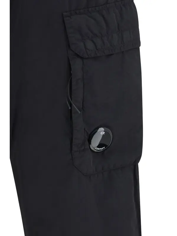 C.P. COMPANY Flatt Nylon Loose Cargo Lens Pants - Black
