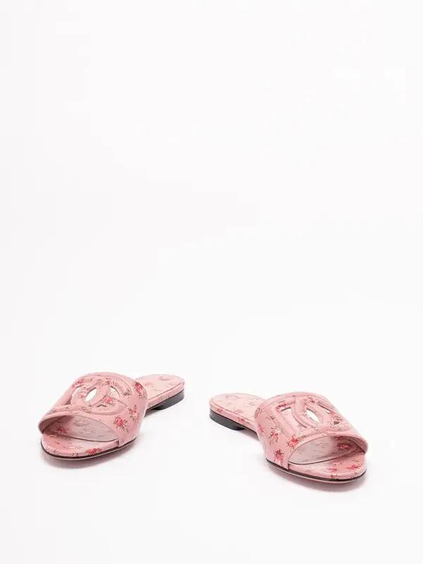 Dolce & Gabbana Floral Print Calf Leather Slides - Multicolor