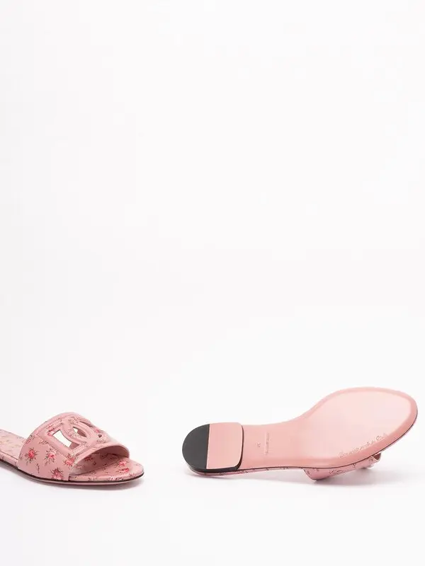 Dolce & Gabbana Floral Print Calf Leather Slides - Multicolor