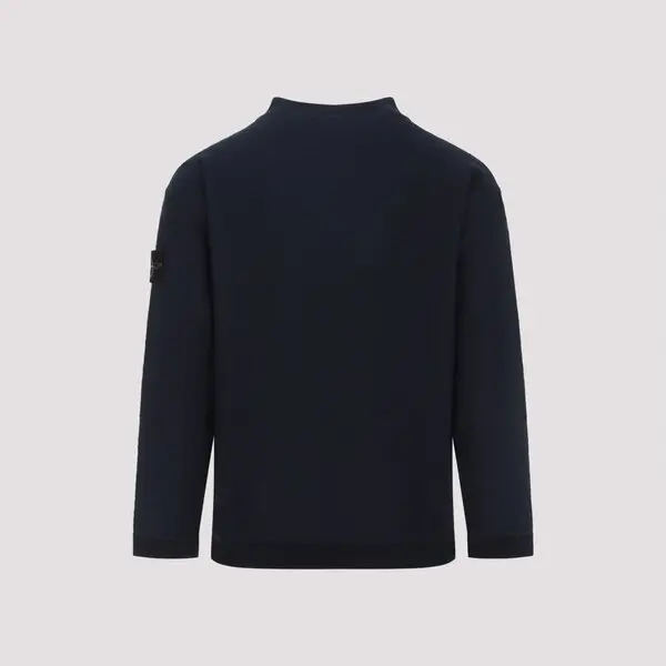Stone Island Navy Mélange Cotton Blend Sweater - Blue