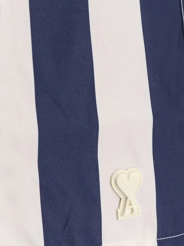 Ami Nylon Swim Shorts With Striped Pattern