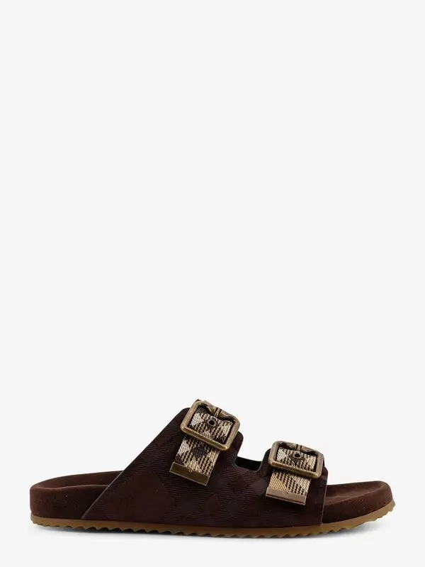 Burberry Suede And Synthetic Fabric Double Strap Sandals - Multicolor