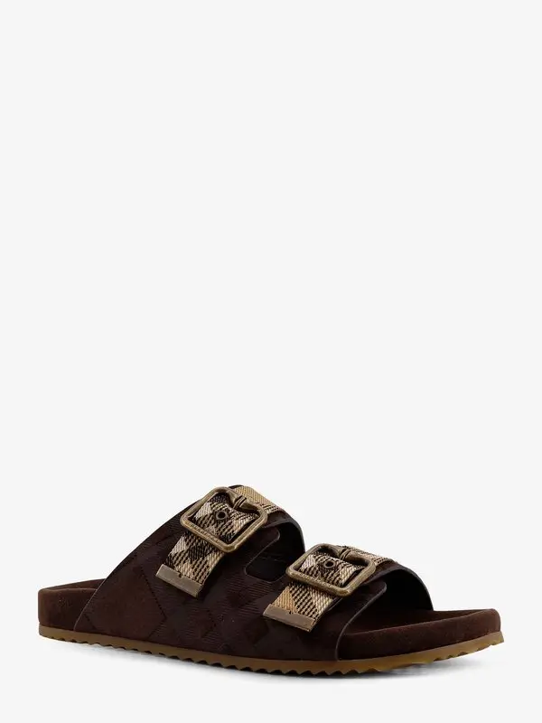 Burberry Suede And Synthetic Fabric Double Strap Sandals - Multicolor