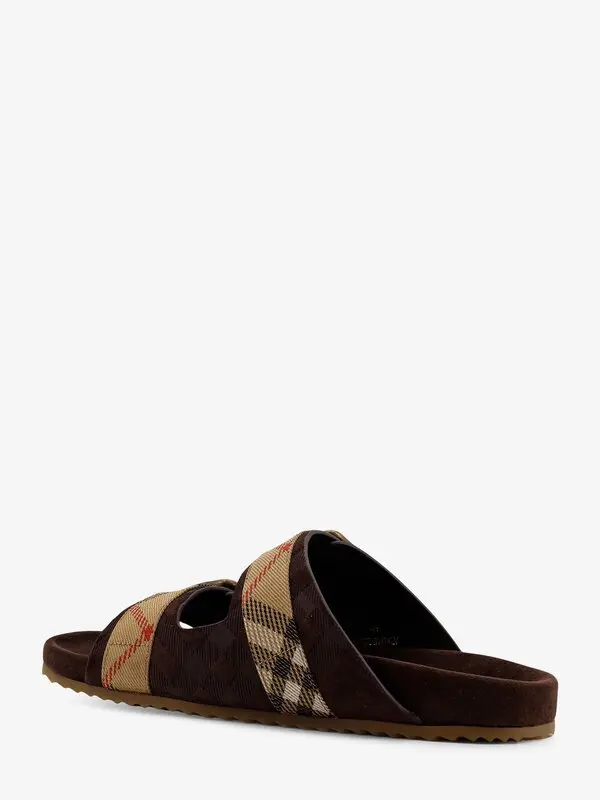 Burberry Suede And Synthetic Fabric Double Strap Sandals - Multicolor