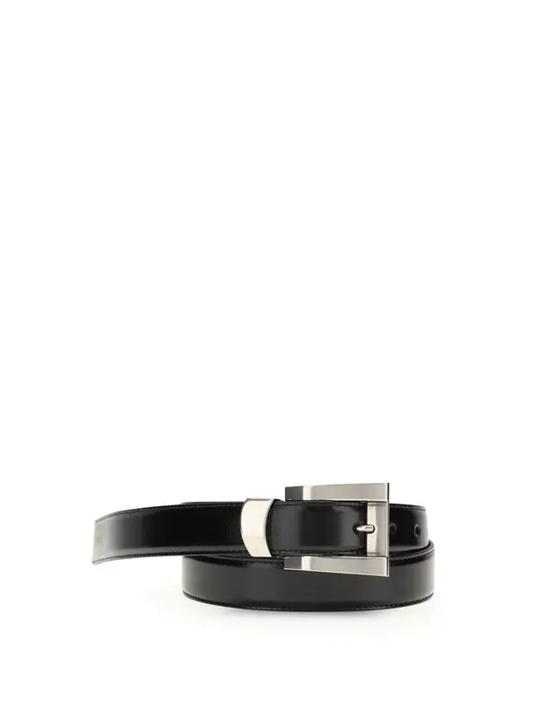 Versace Leather Belt With Palladium Buckle - Black