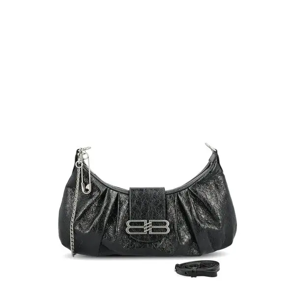 Balenciaga Lambskin Shoulder Bag With Chain Detail - Black
