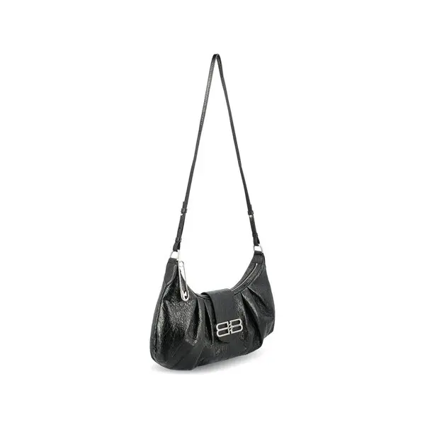 Balenciaga Lambskin Shoulder Bag With Chain Detail - Black