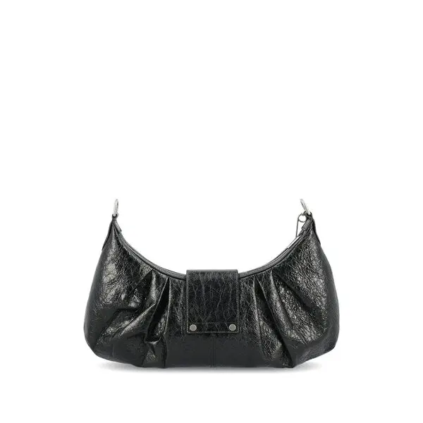 Balenciaga Lambskin Shoulder Bag With Chain Detail - Black
