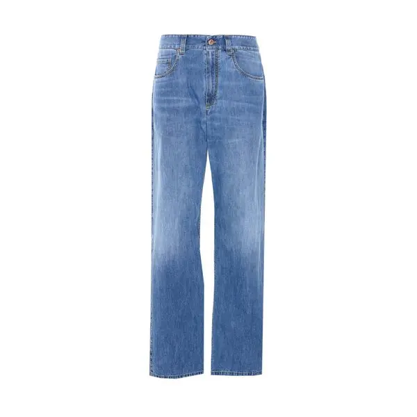 Brunello Cucinelli Straight-leg High-waist Denim Trousers - Blue