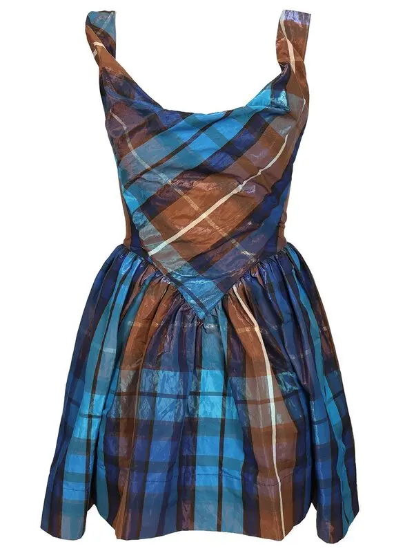VIVIENNE WESTWOOD Sleeveless Pleated Mini Dress - Blue