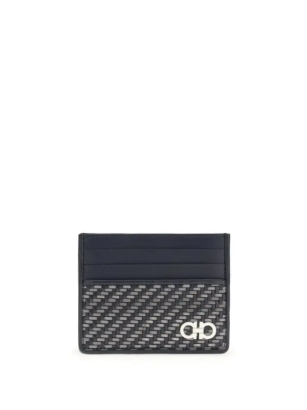 FERRAGAMO Lattice Motif Card Holder - Blue