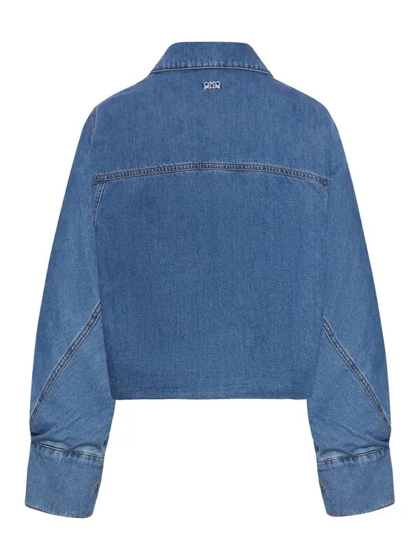Loewe Cropped Denim Jacket With Wide Sleeves