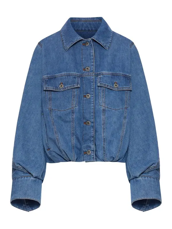 Loewe Cropped Denim Jacket With Wide Sleeves - Multicolor